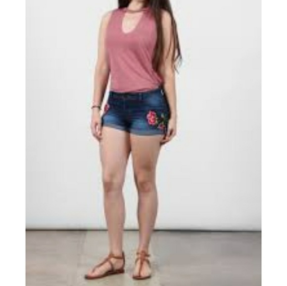 one 5 one | Shorts | One 5 One 51 Floral Applique Jean Shorts Nwt 14 ...
